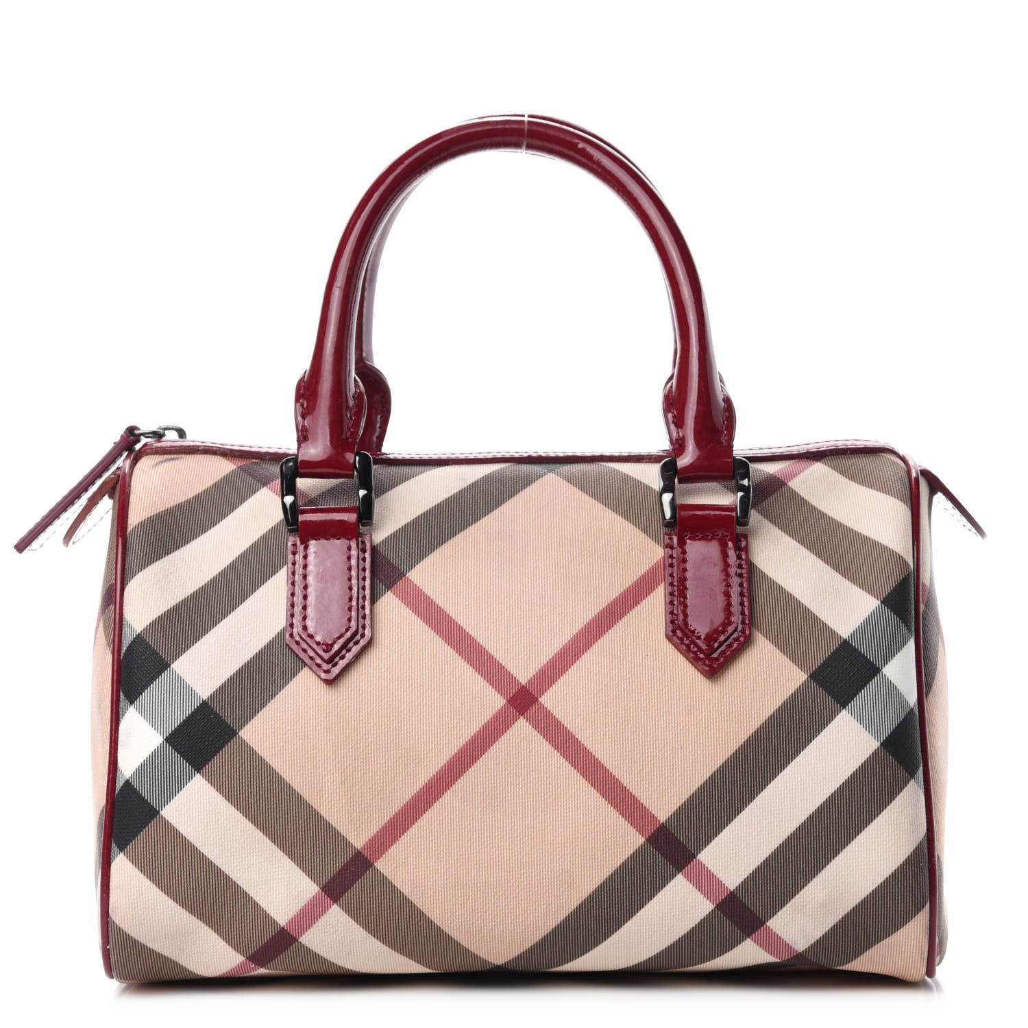 Burberry Patent Nova Check Chester Bowling Bag Raspberry Sorbet 761811 ...