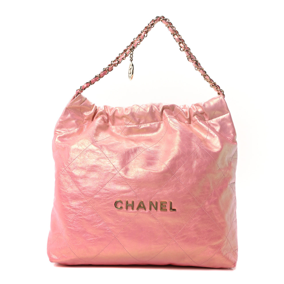 Chanel Metallic Calfskin Quilted Small Chanel 22 Pink 1789069 ...