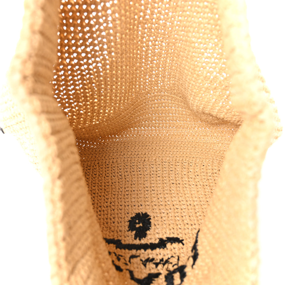 Prada Yarn Raffia Effect Crochet Embroidered Logo Tote Naturale 1772509 ...