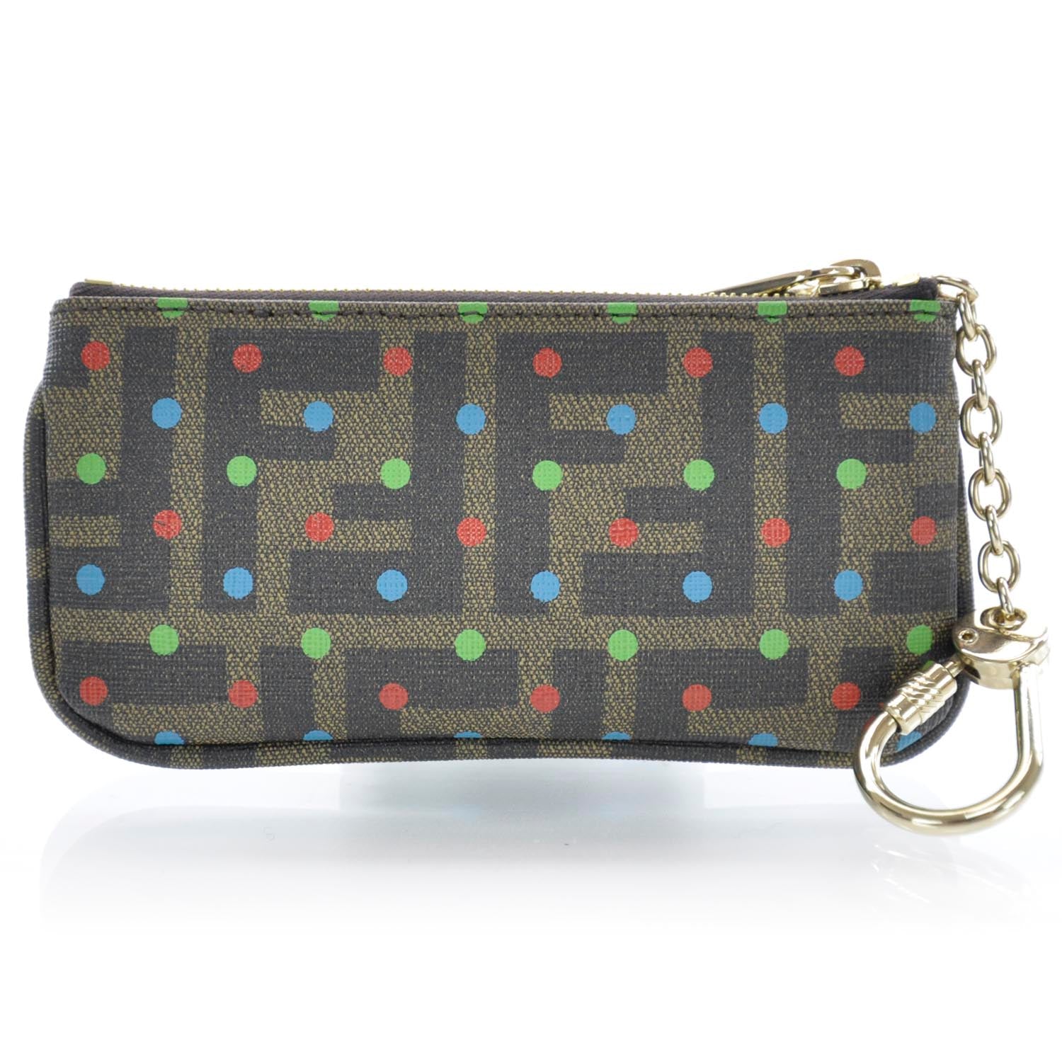 Fendi Zucca Spalmati Polka Dot Coin Pouch Key Case Tobacco Multicolor ...