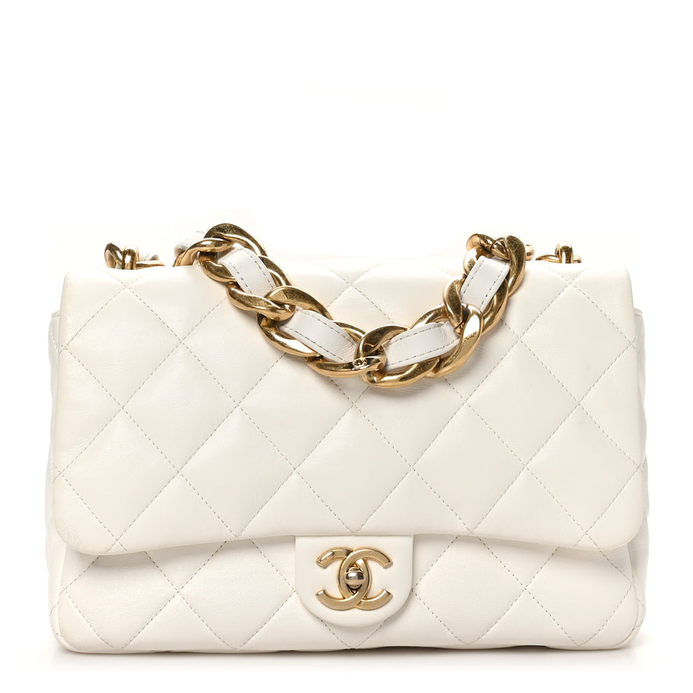 Chanel Lambskin Quilted Large CC Funky Town Flap White 1649135 ...