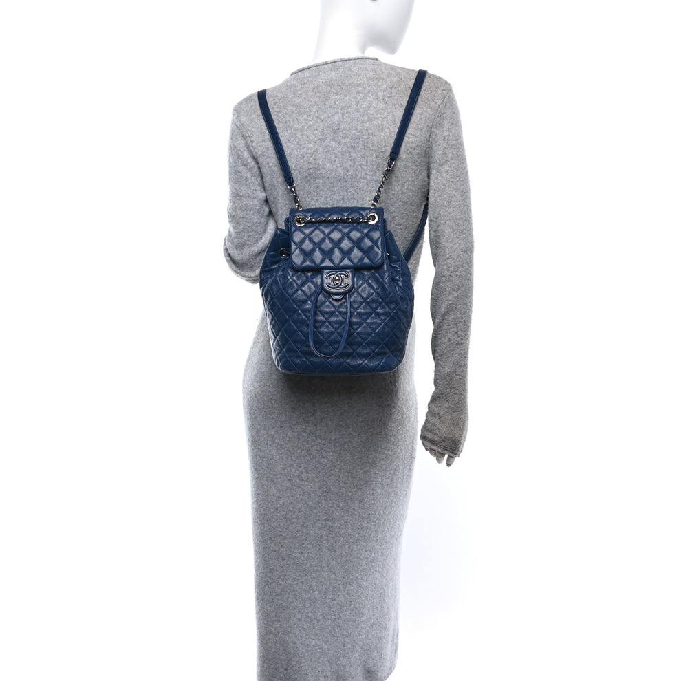 Chanel Calfskin Quilted Small Urban Spirit Backpack Blue 1712893 ...