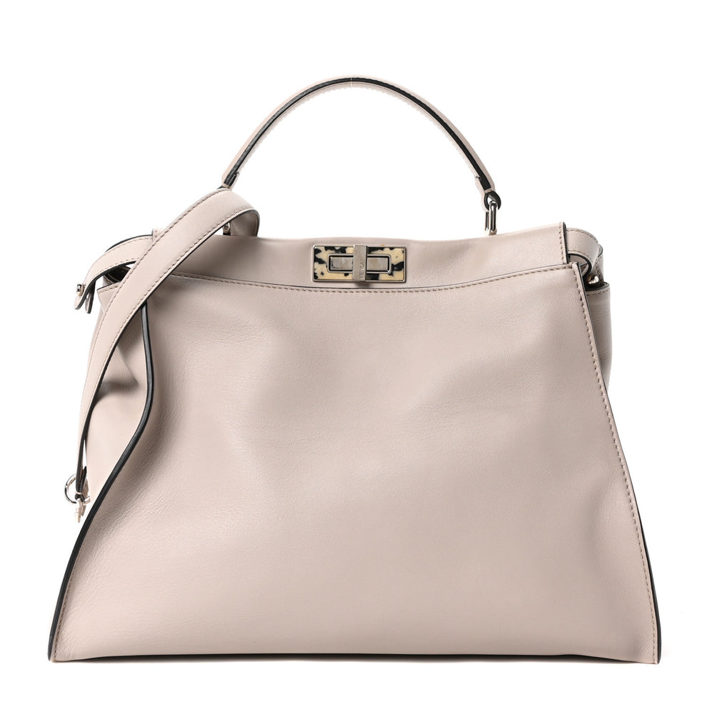 Fendi Vitello Seta Plexiglass Granite Large Peekaboo Iconic Satchel ...