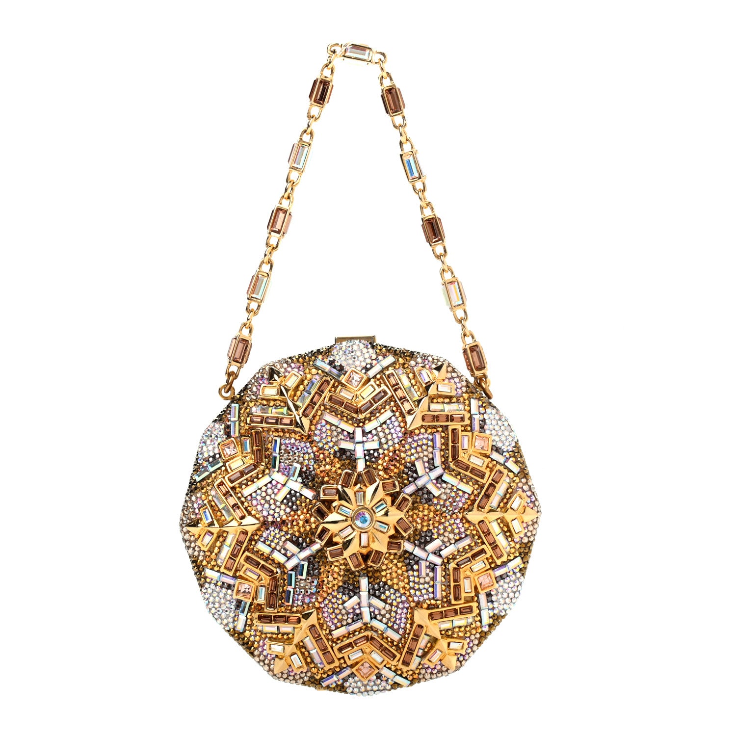 Judith Leiber Crystal Snow Flake Minaudiere Chain Clutch Multicolor ...