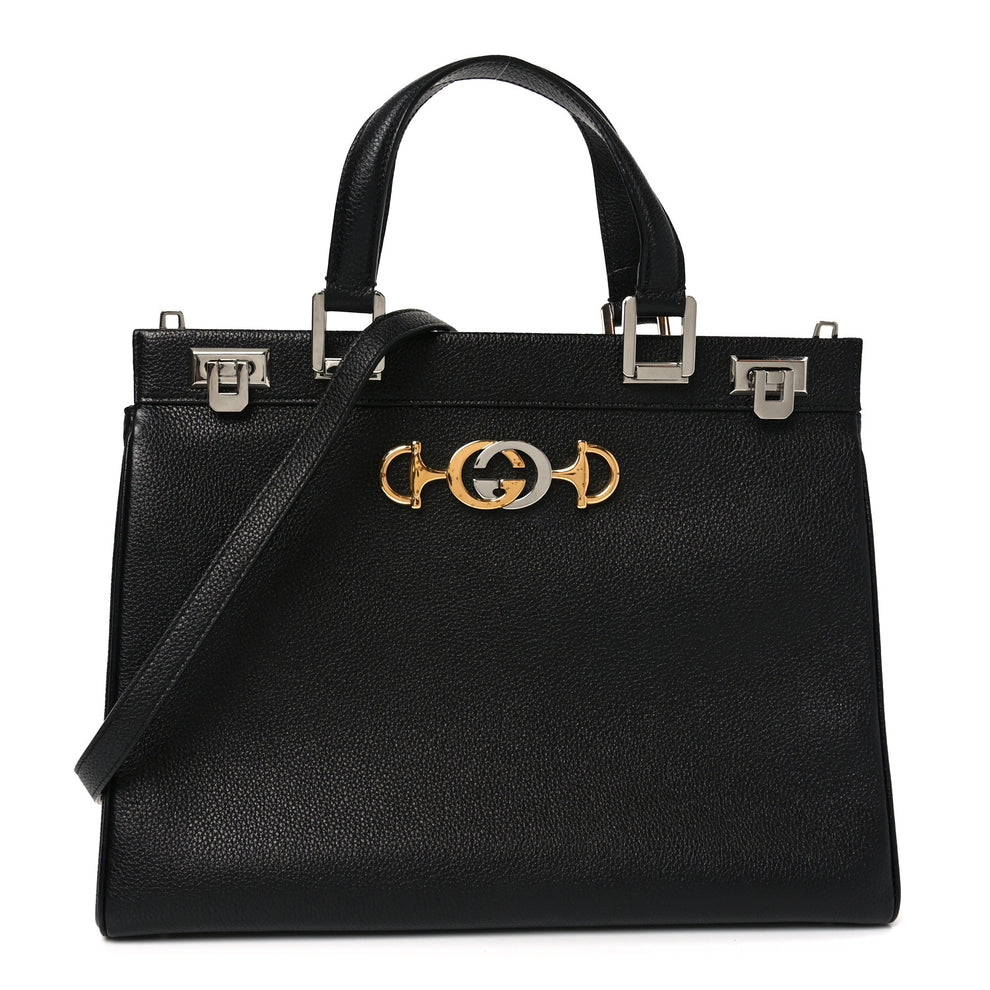 Gucci Grainy Calfskin Medium Zumi Top Handle Bag Black 1859339 ...