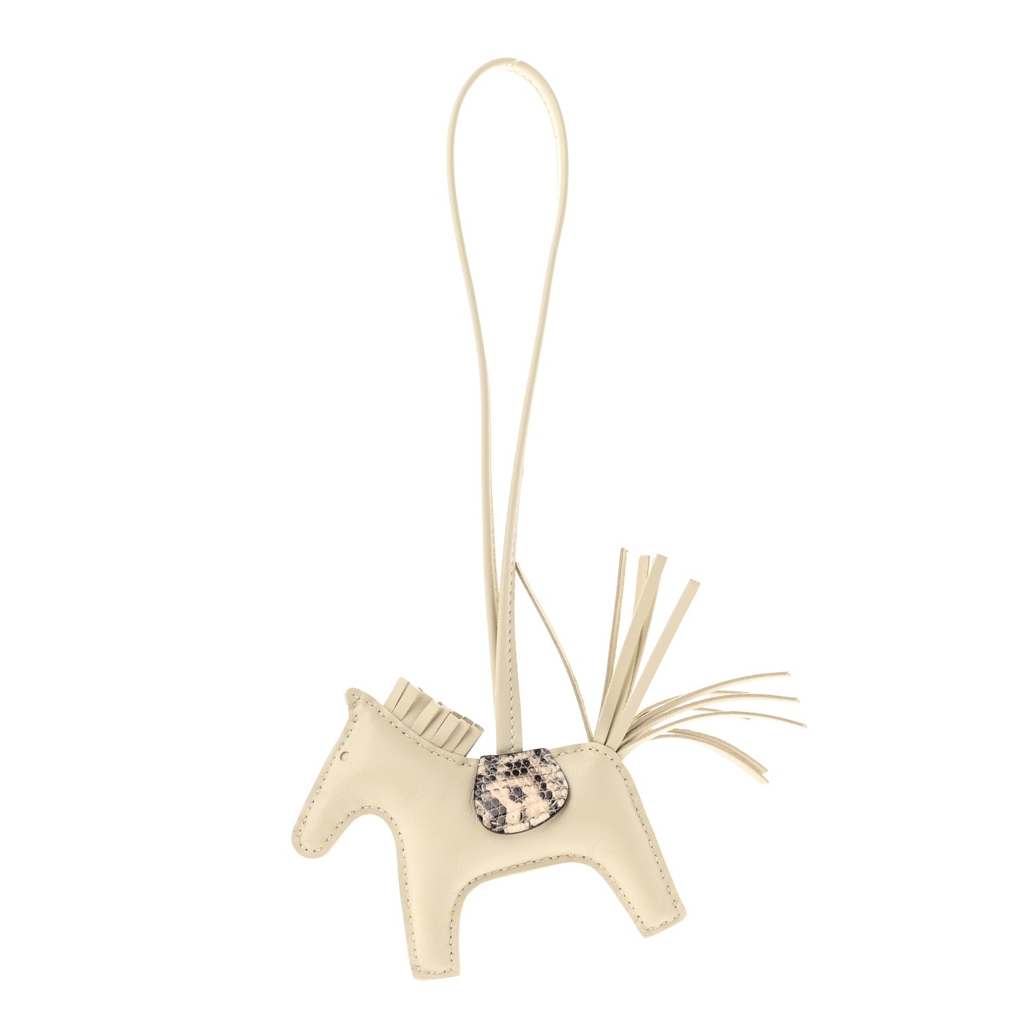 Hermes Milo Lambskin Lizard Touch Grigri Rodeo Horse Bag Charm PM Craie ...