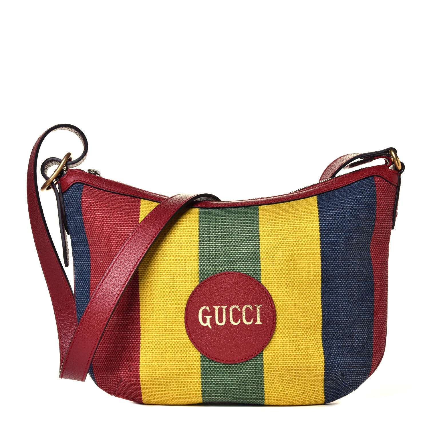 Gucci Canvas Marley Stripe Script Logo Gucci 100 Half Moon Hobo ...