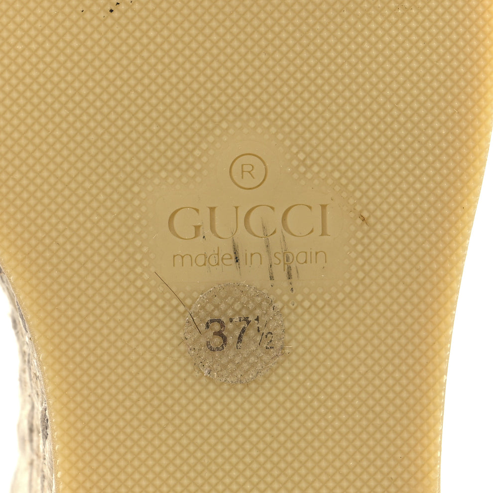 Gucci Canvas Malaga Kid Web Ankle Wrap Espadrille Wedge Sandals 37.5 ...