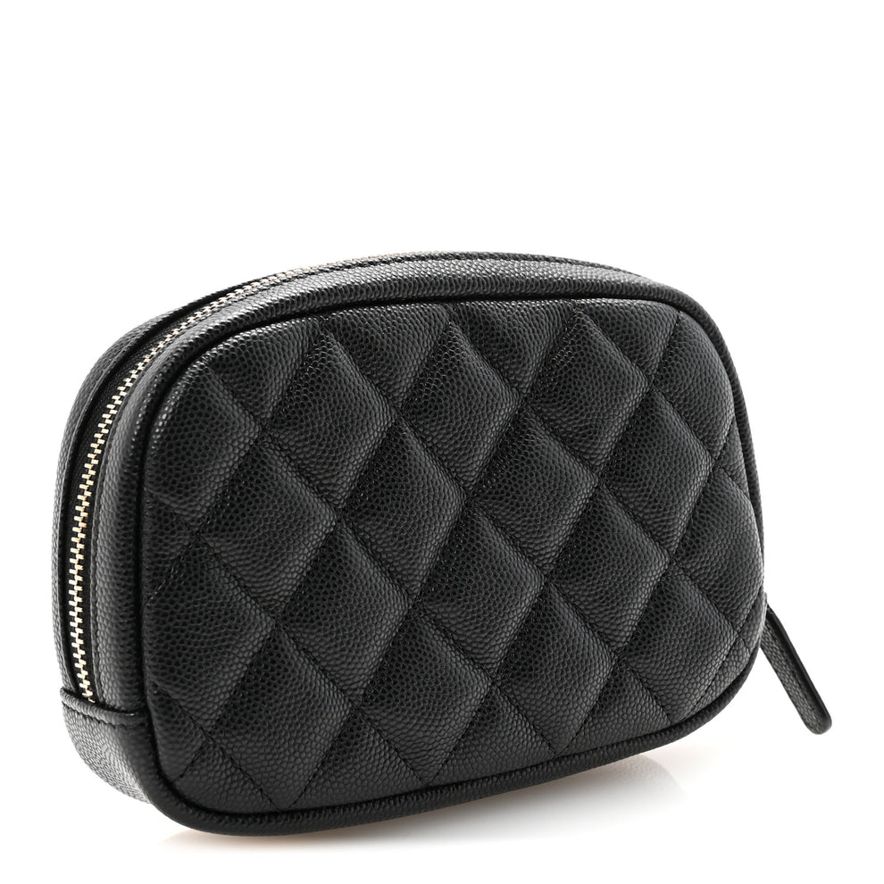 Chanel Caviar Quilted Small Curvy Pouch Cosmetic Case Black 1803010 ...