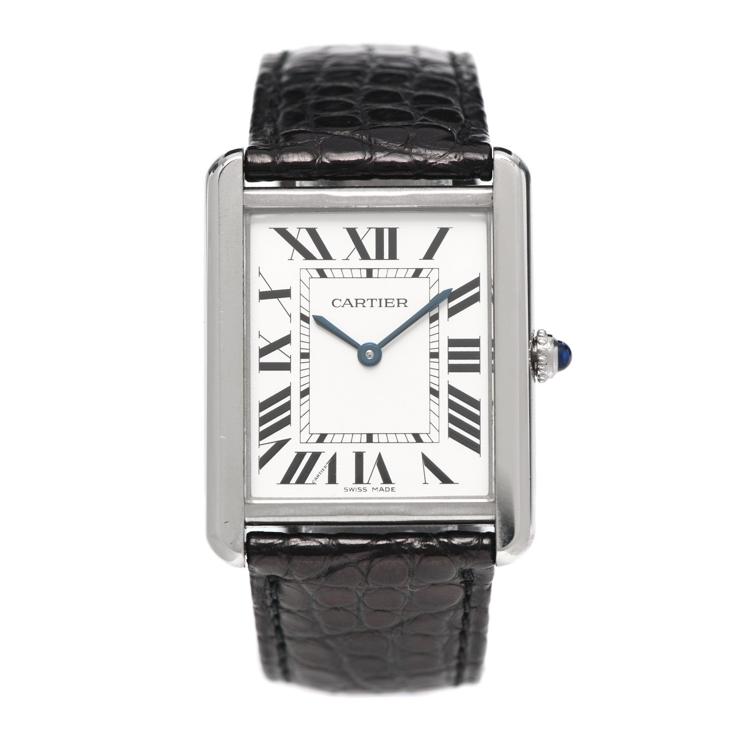 Cartier Stainless Steel Alligator 27mm Tank Solo Quartz Watch 848245 ...