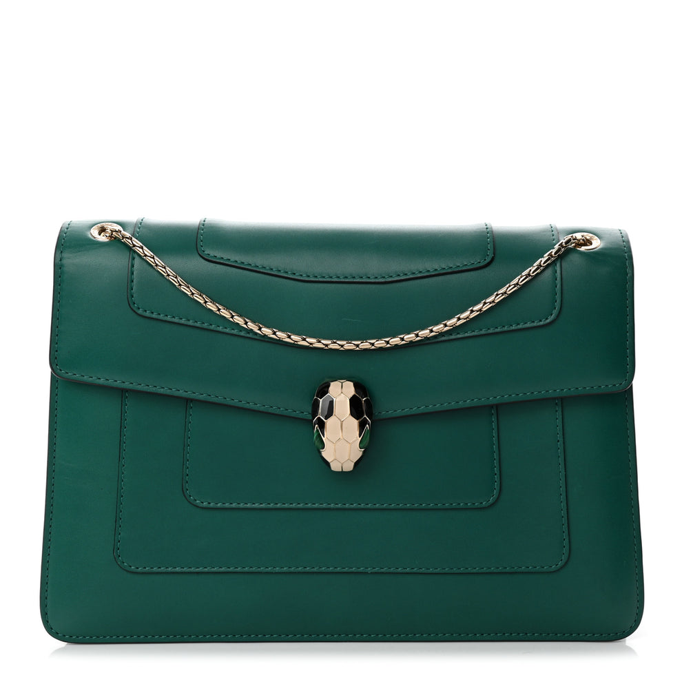 Bulgari Calfskin Serpenti Forever Snake Strap Crossbody Bag Emerald ...
