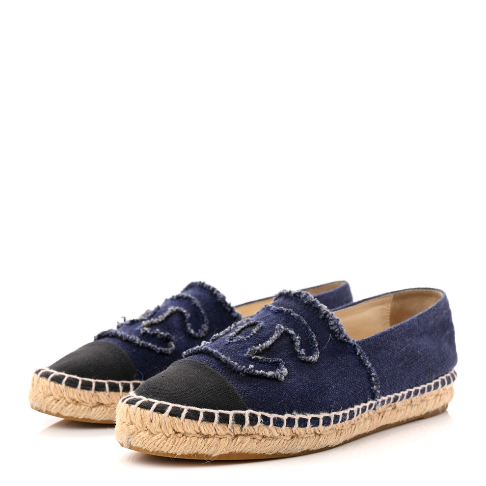 Chanel Denim Toile CC Espadrilles 38 Navy Black 1781873 – FASHIONPHILE
