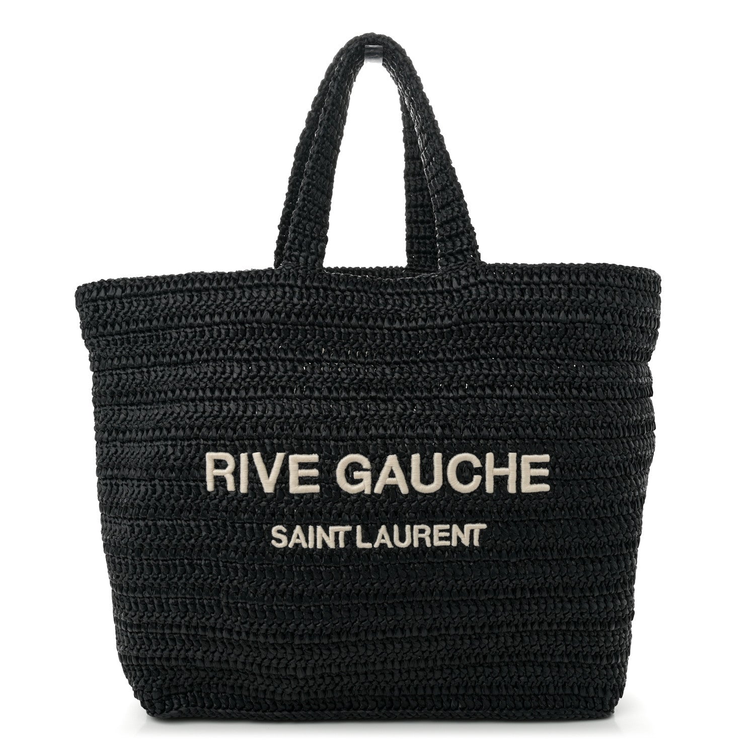 Saint Laurent Raffia Rive Gauche Tote Black 1690515 – FASHIONPHILE