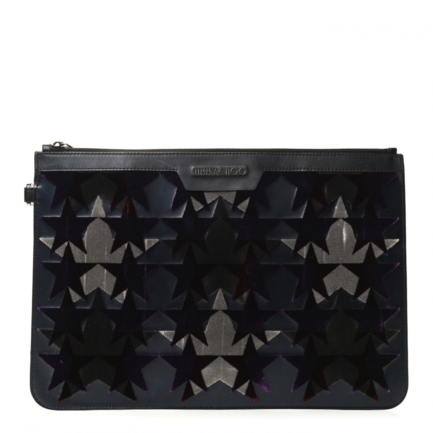 Jimmy Choo Spazzolato Velvet Star Applique Derek Document Holder Black ...