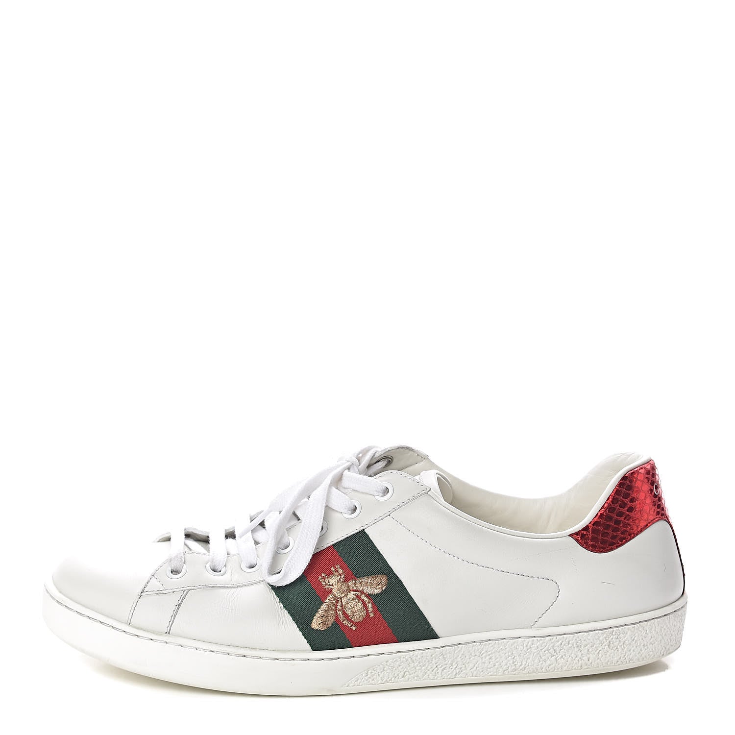 Gucci Miro Soft Calfskin Laminated Ayers Web Bee Embroidered Mens Ace ...