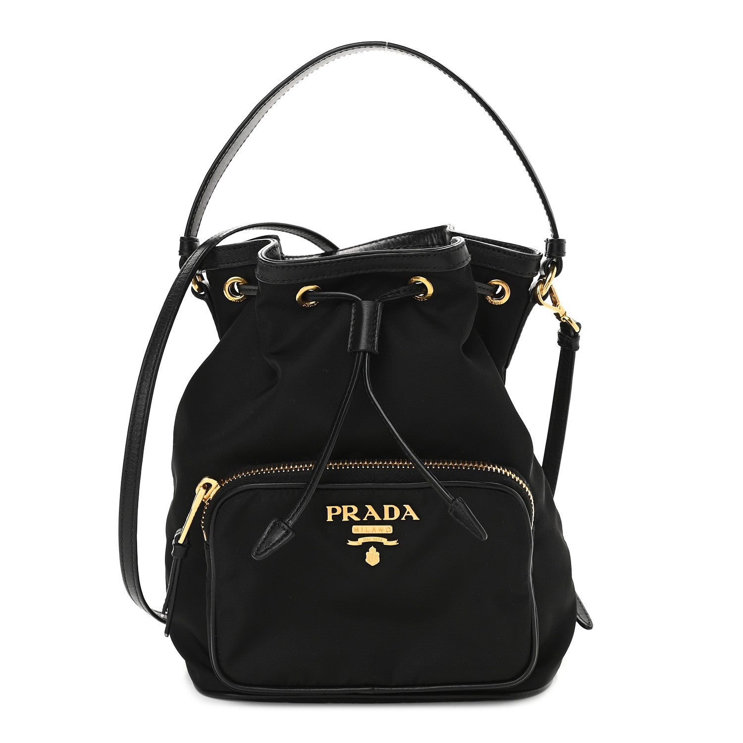 Prada Saffiano Tessuto Nylon Mini Bucket Crossbody Bag Black 929821 ...