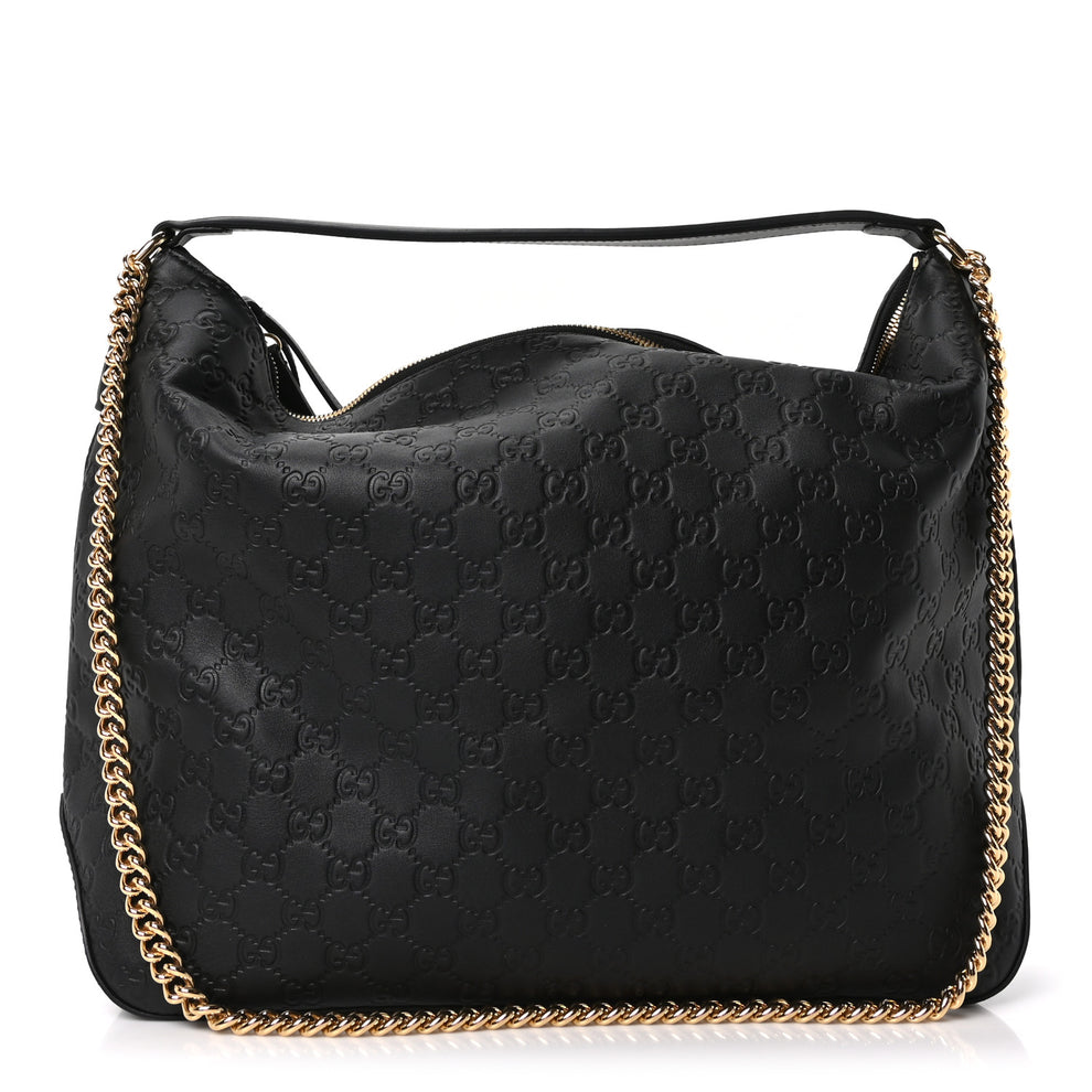 Gucci Guccissima Signature Large Linea A Hobo Black 1773173 – FASHIONPHILE