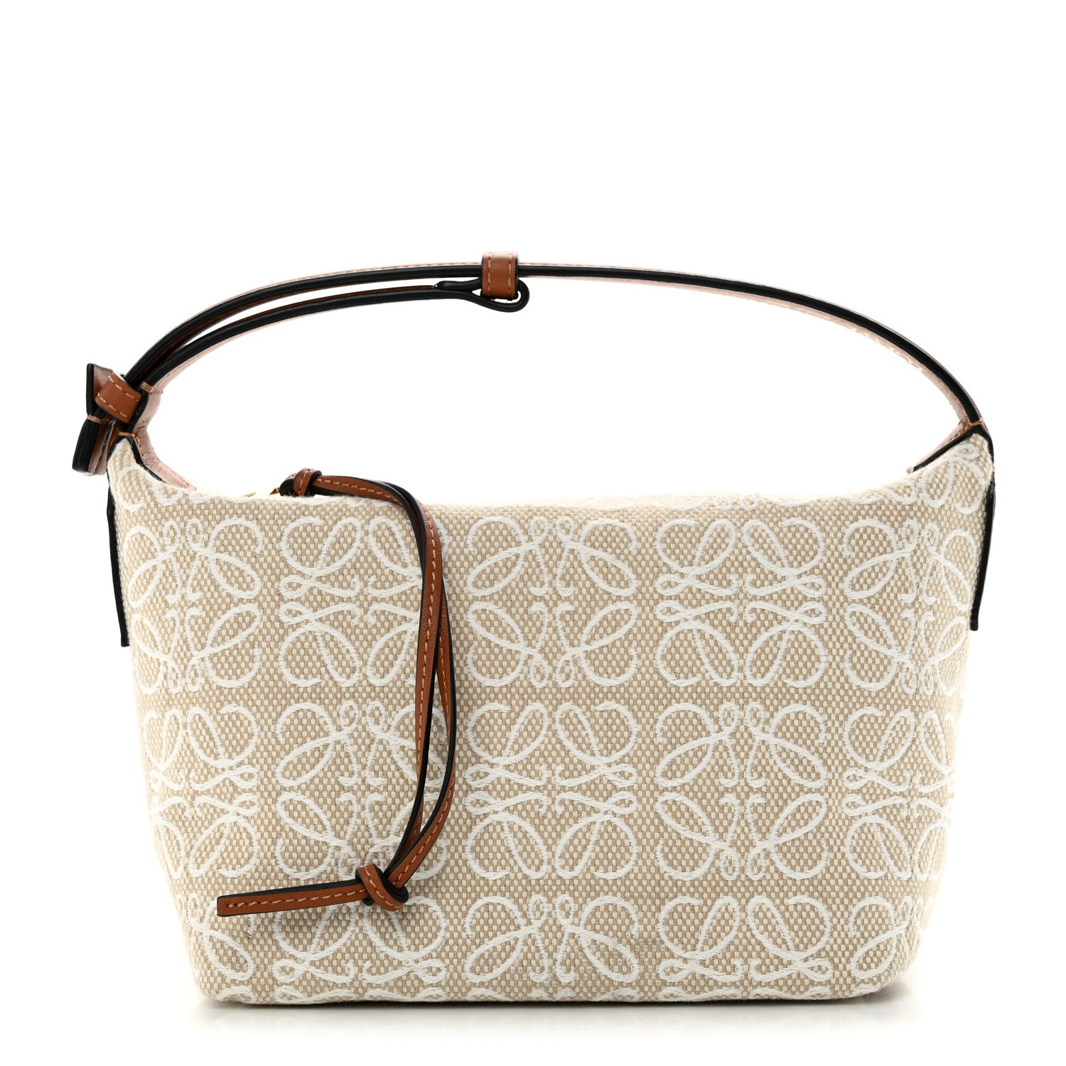 Loewe Jacquard Anagram Calfskin Small Cubi Bag Ecru Tan 1359546 ...