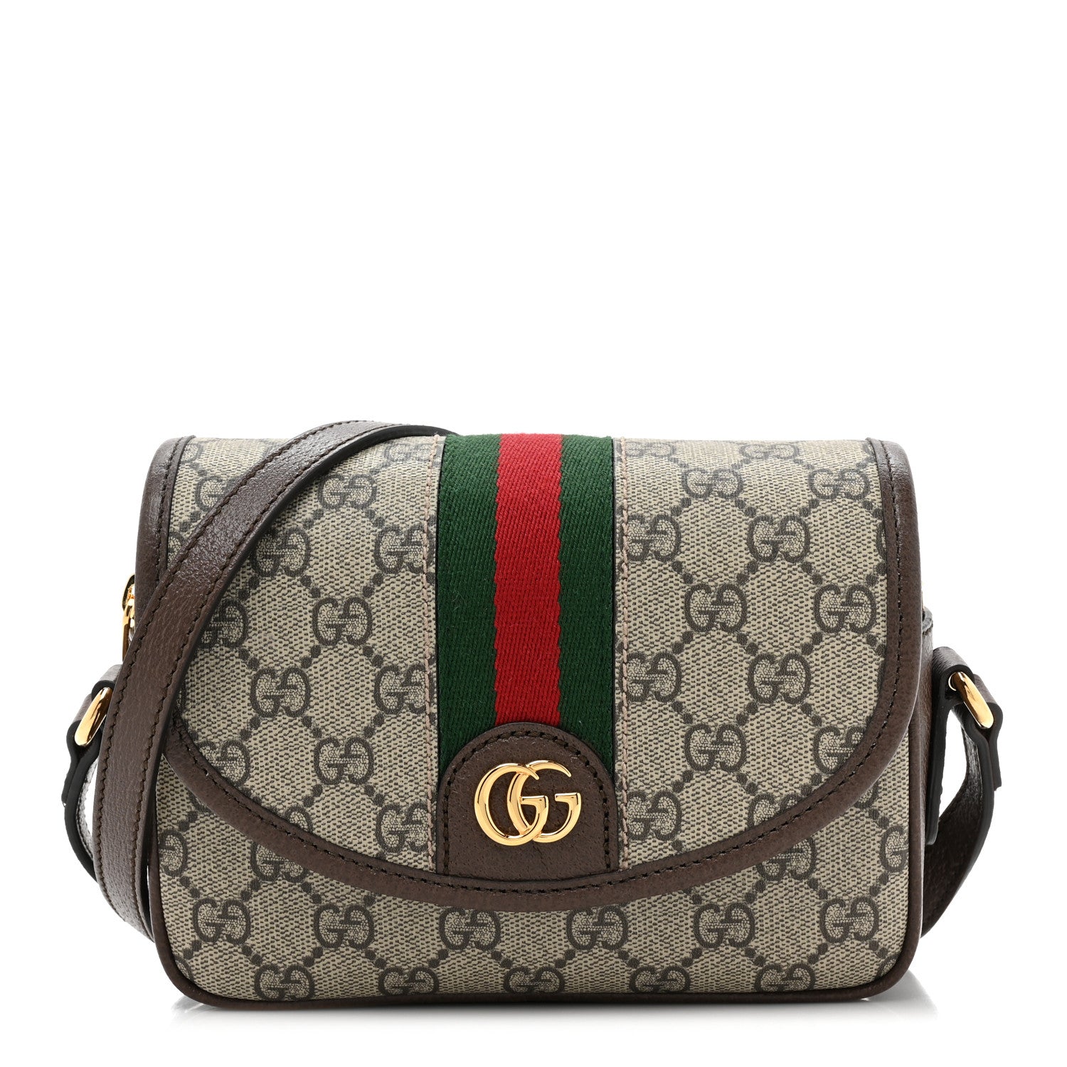 Gucci GG Supreme Monogram Textured Dollar Calfskin Mini Ophidia Flap ...