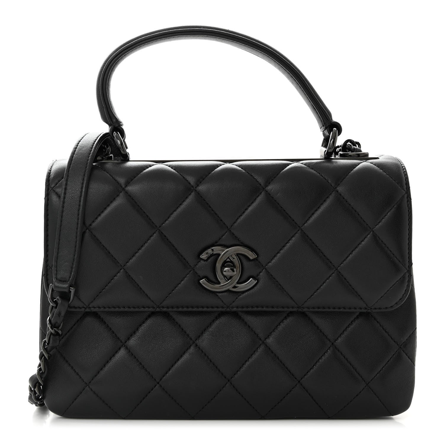Chanel Lambskin Quilted Small Trendy CC Dual Handle Flap Bag So Black ...