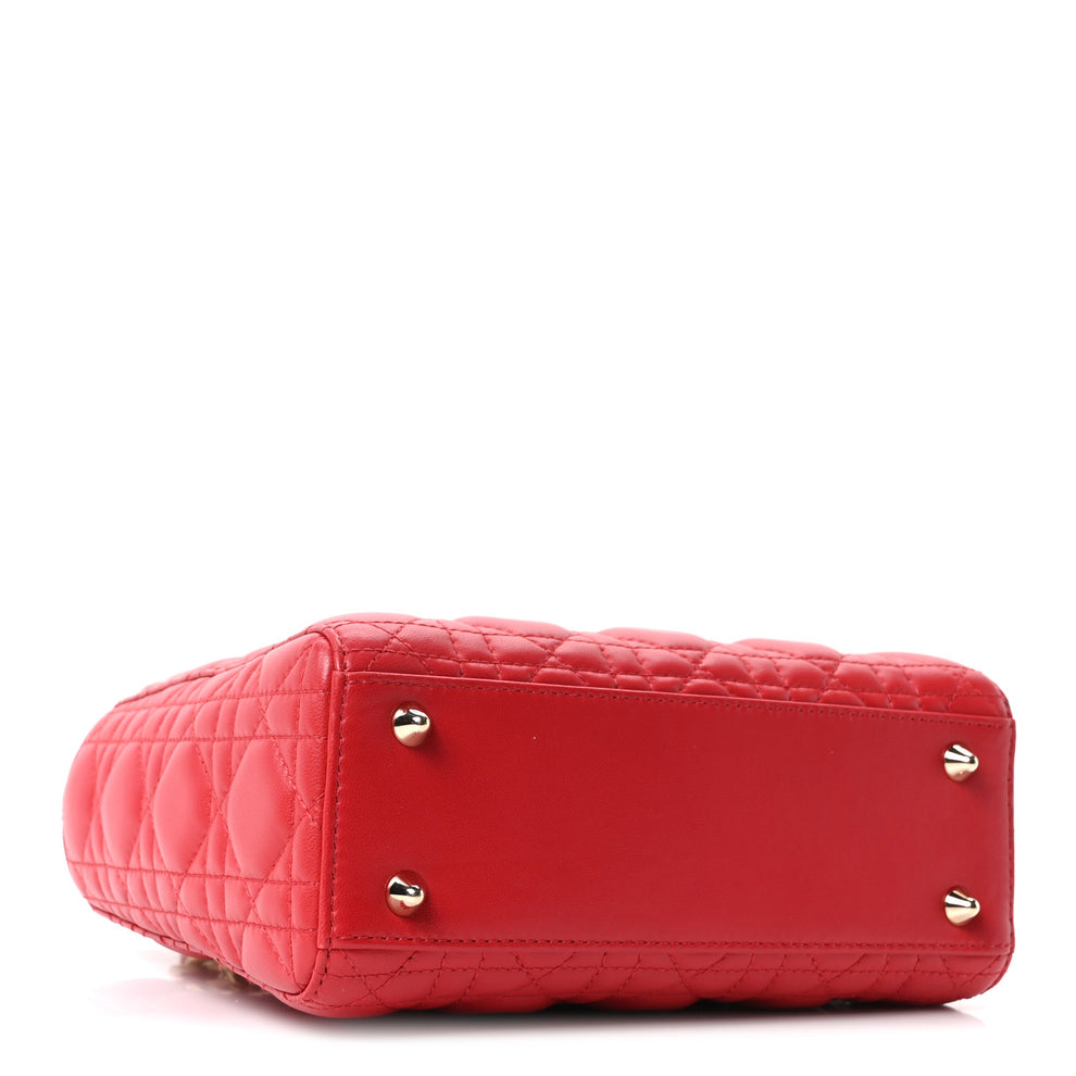 Christian Dior Lambskin Cannage Small Lucky Badges Lady Dior Red ...