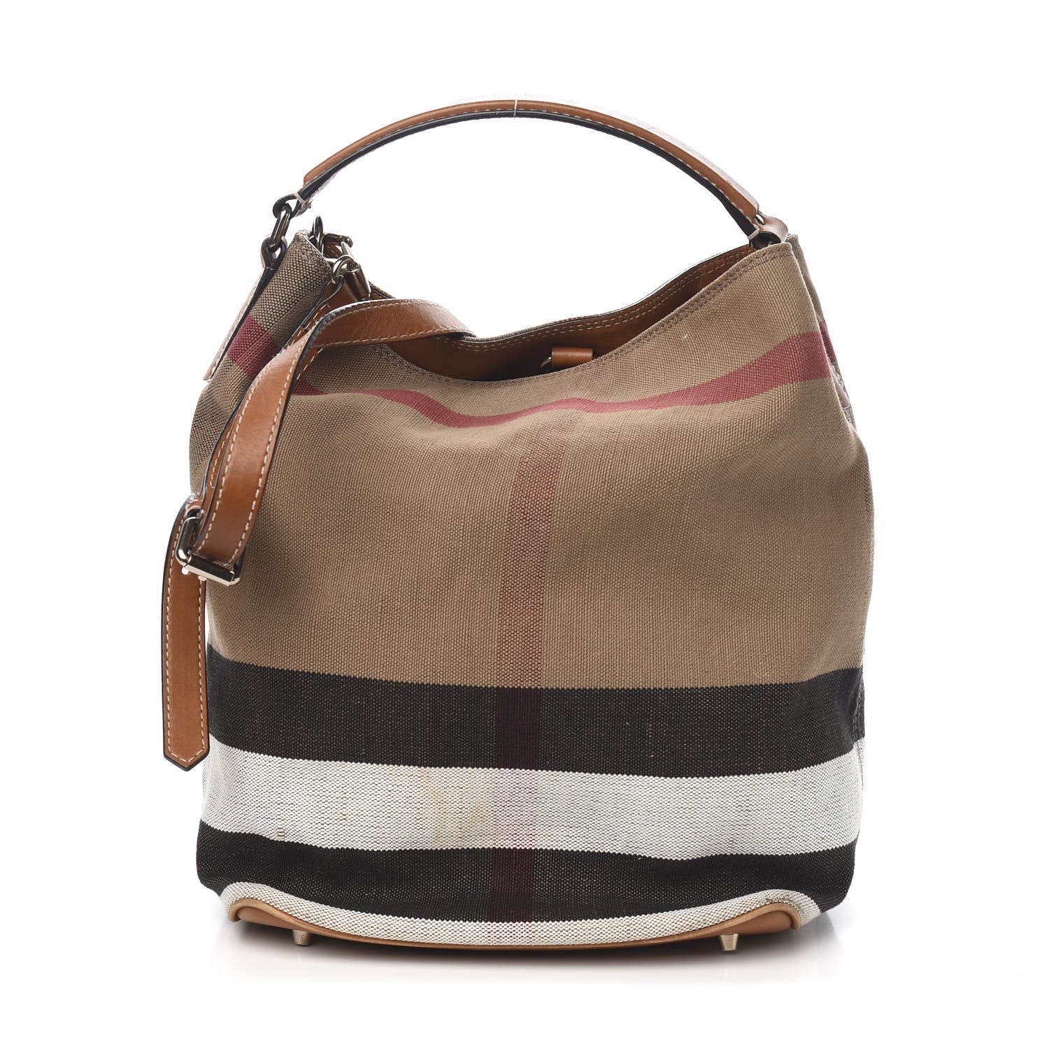 Burberry Canvas Mega Check Medium Ashby Hobo Saddle Brown 560591 ...