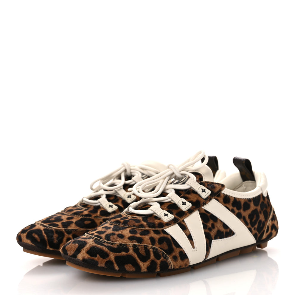 Louis Vuitton Calfskin Pony Hair Leopard LV Sneakerina 41 Brown 1777385 ...