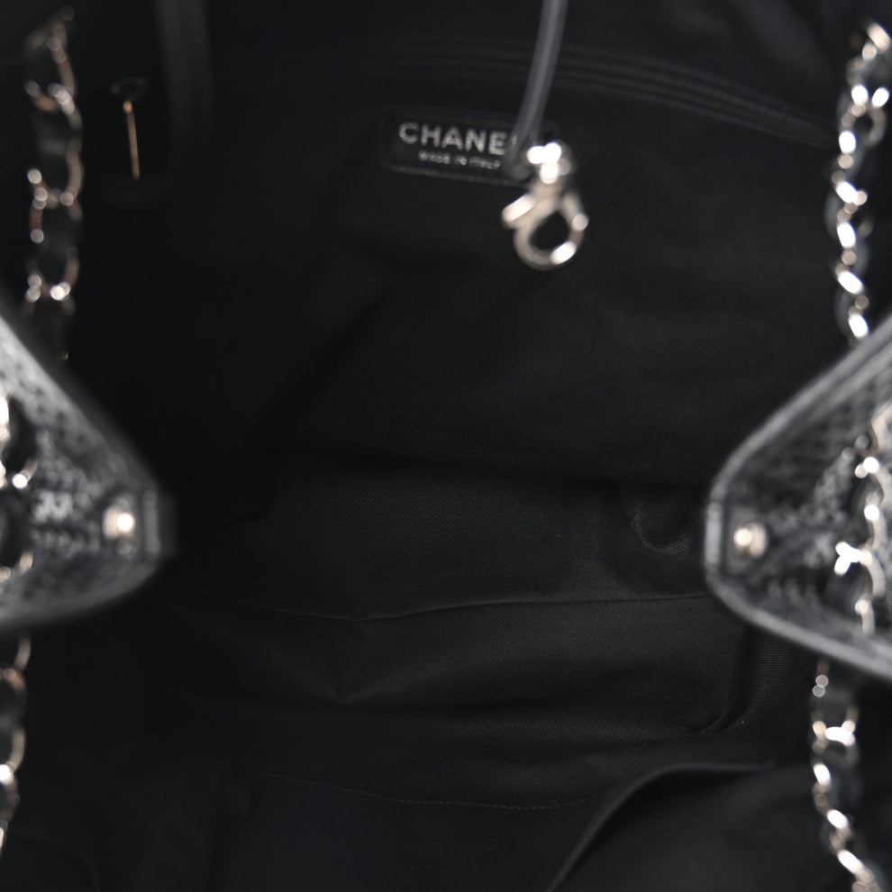 Chanel Calfskin Perforated Up In The Air North South Tote Black 1781775 ...