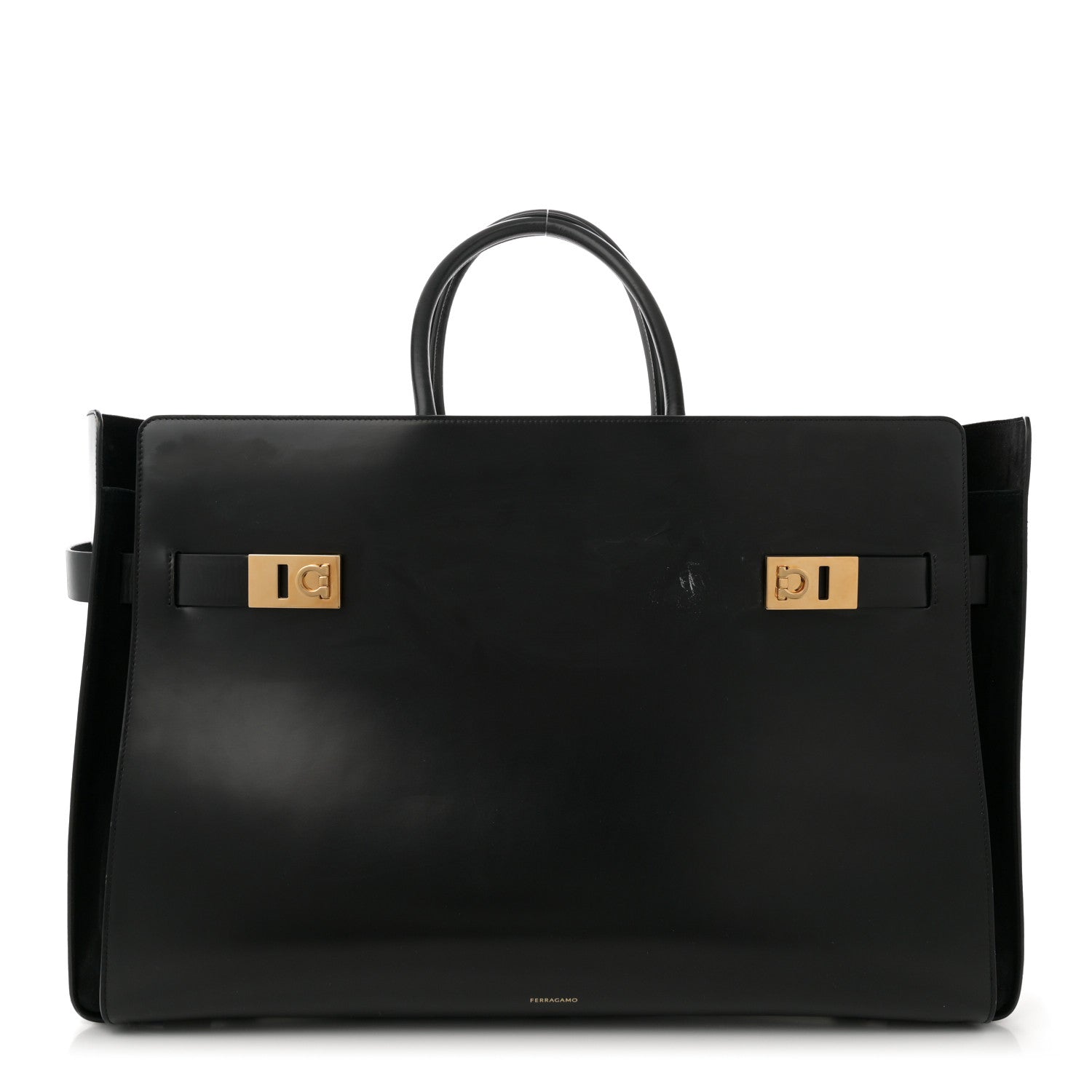 Salvatore Ferragamo Brushed Off Calfskin XL Gancini Buckles Tote Bag ...
