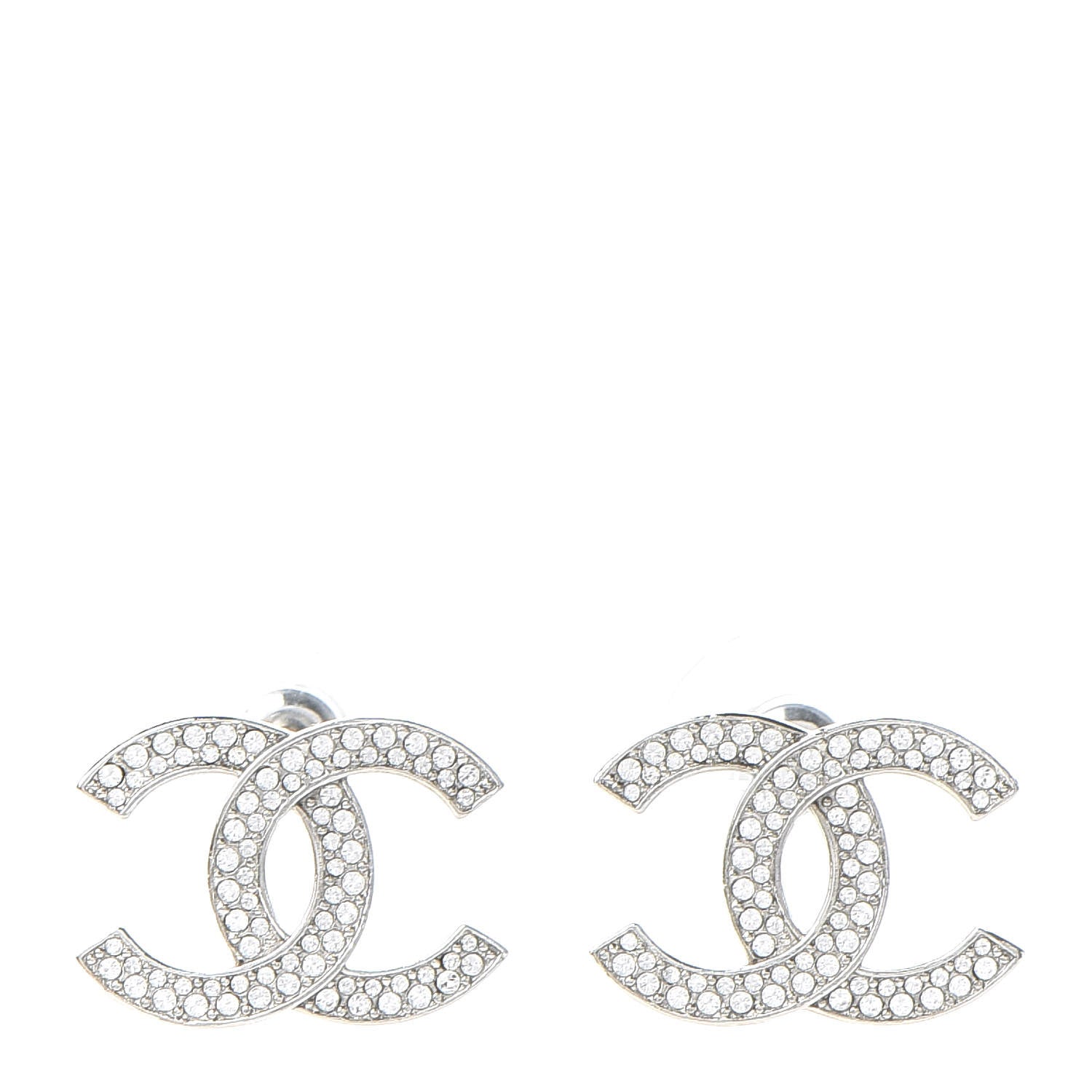 Chanel Crystal Palais Garnier CC Earrings Silver 686606 – FASHIONPHILE
