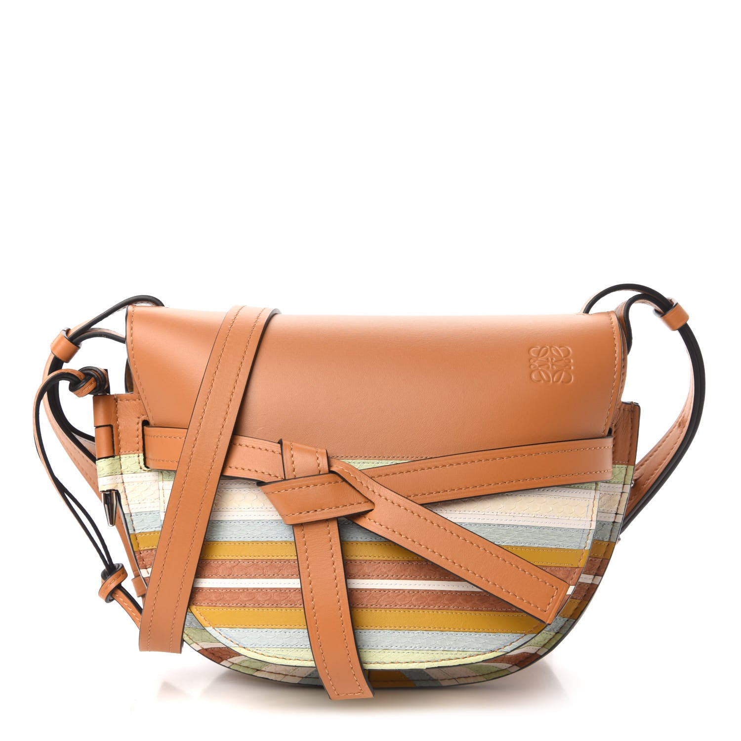 Loewe Snake Embossed Calfskin Striped Gate Crossbody Bag Multicolor ...
