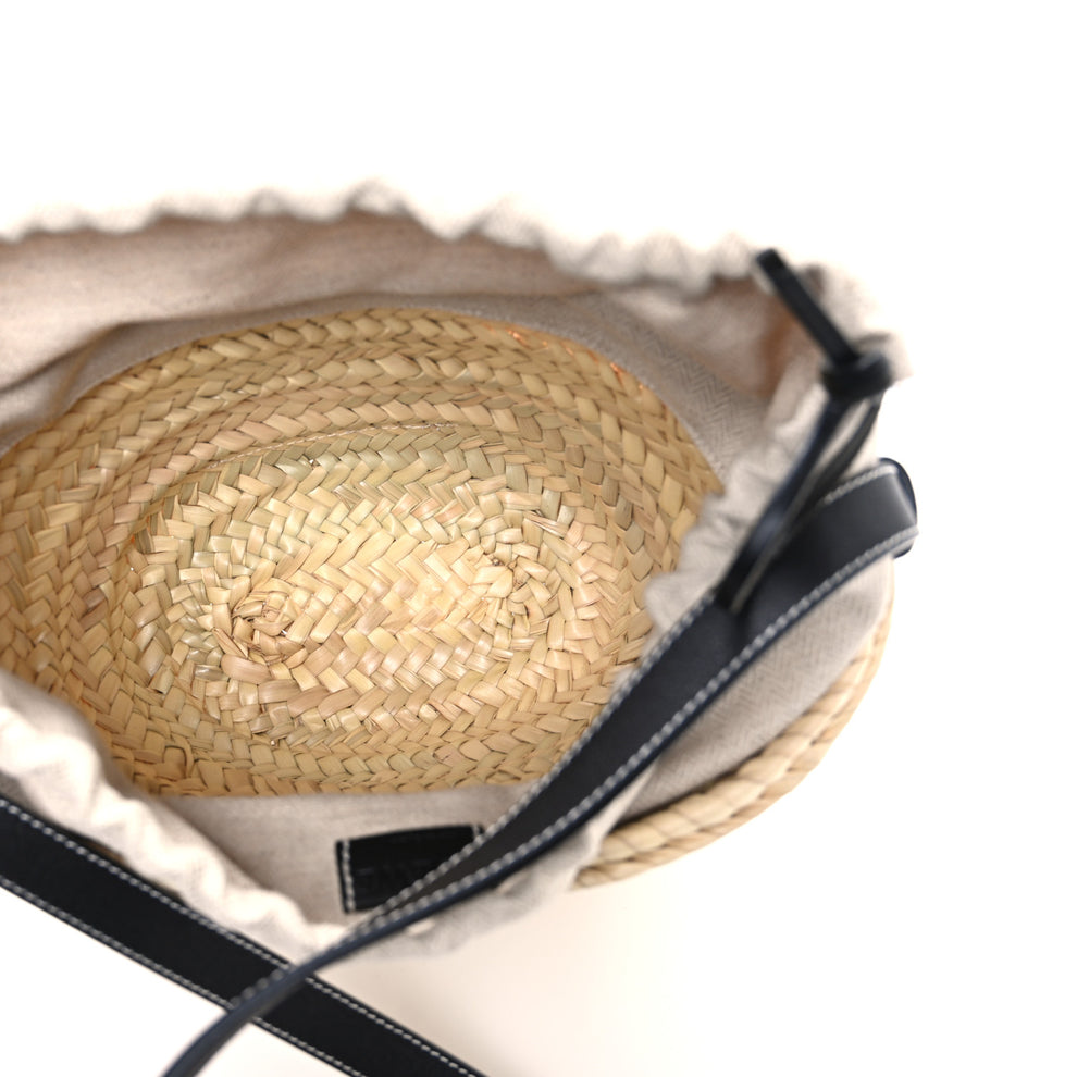 Loewe Raffia Drawstring Basket Tote Bag Natural Black 1775819 ...