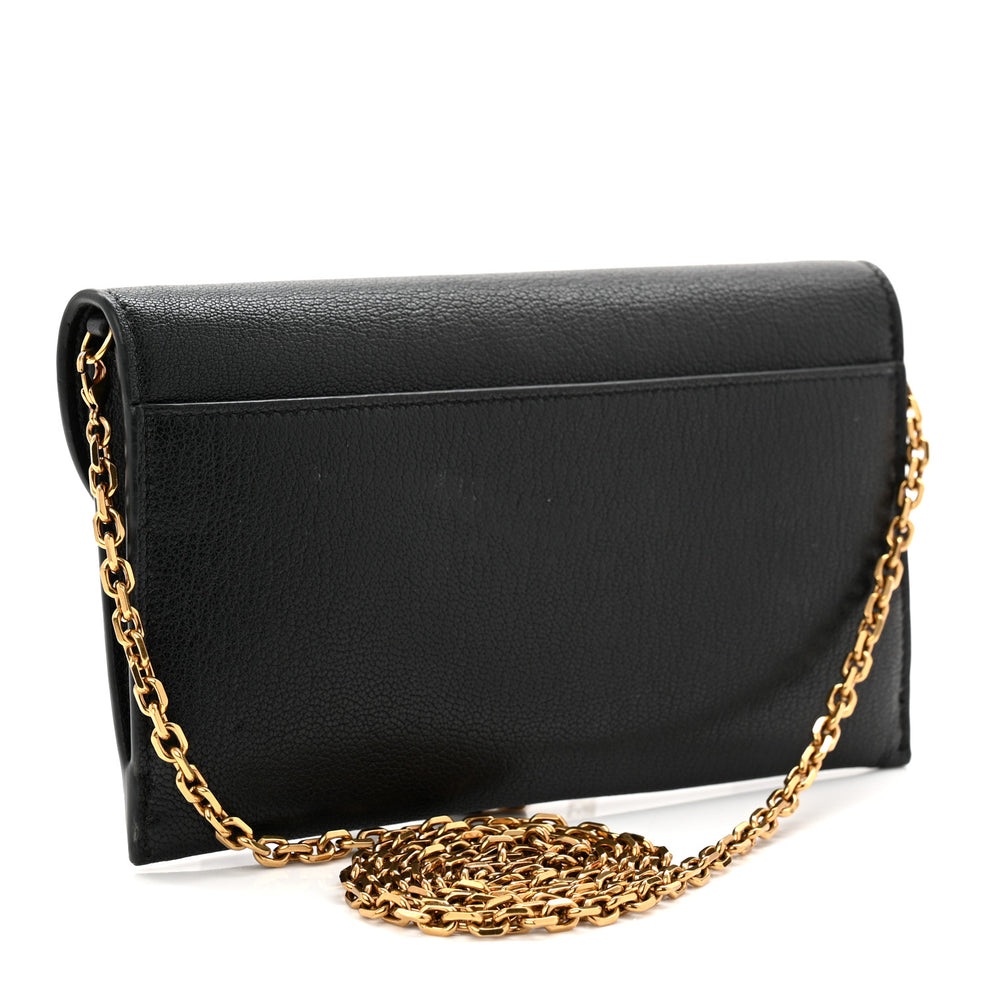 Christian Dior Goatskin Saddle Long Wallet With Chain Black 1803618 ...