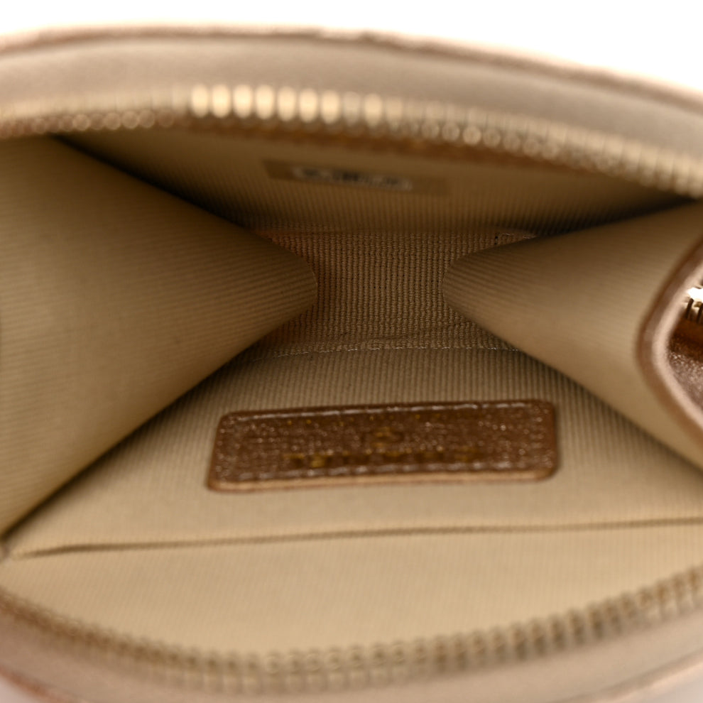 Chanel Metallic Lambskin Quilted Round Clip On Coin Purse Airpods Case ...