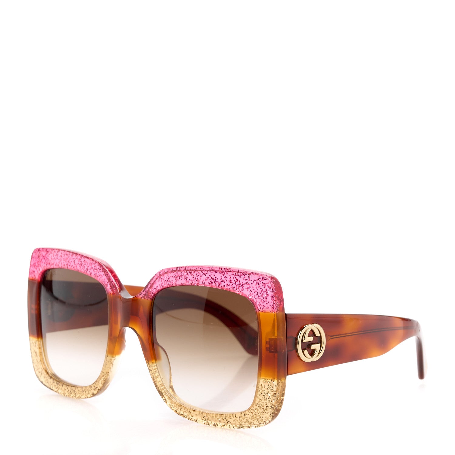 Gucci Square Frame GG0083S Sunglasses Glitter Pink Multi 1741677 ...