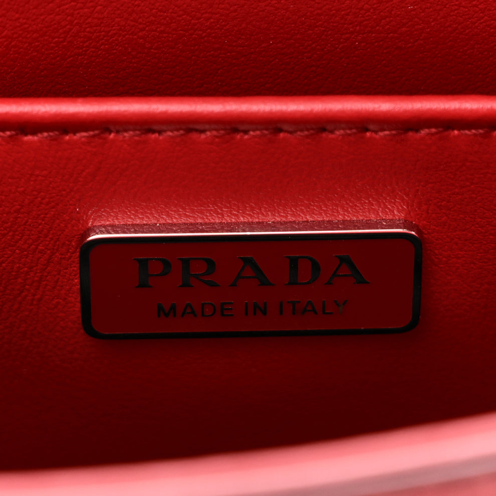 Prada Spazzolato Metal Triangle Logo Small Double Handle Crossbody Tote ...