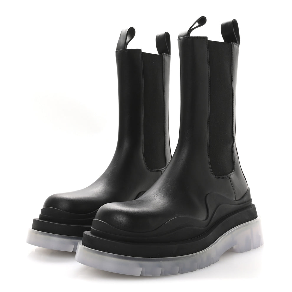 Bottega Veneta Calfskin The Tire Chelsea Boots 37 Black Transparent ...