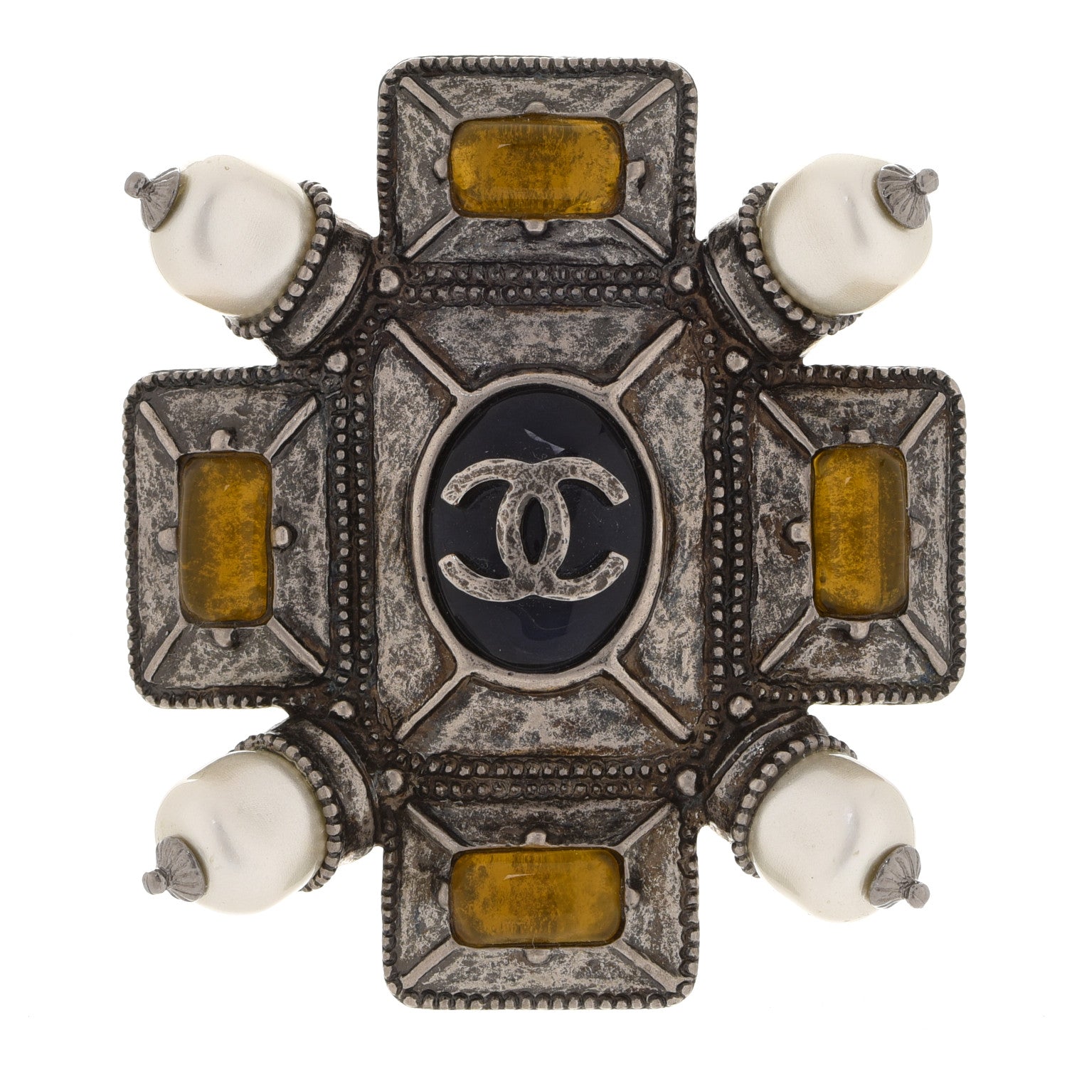 Chanel Metal Resin Gripoix Pearl CC Brooch Multicolor 962941 – FASHIONPHILE