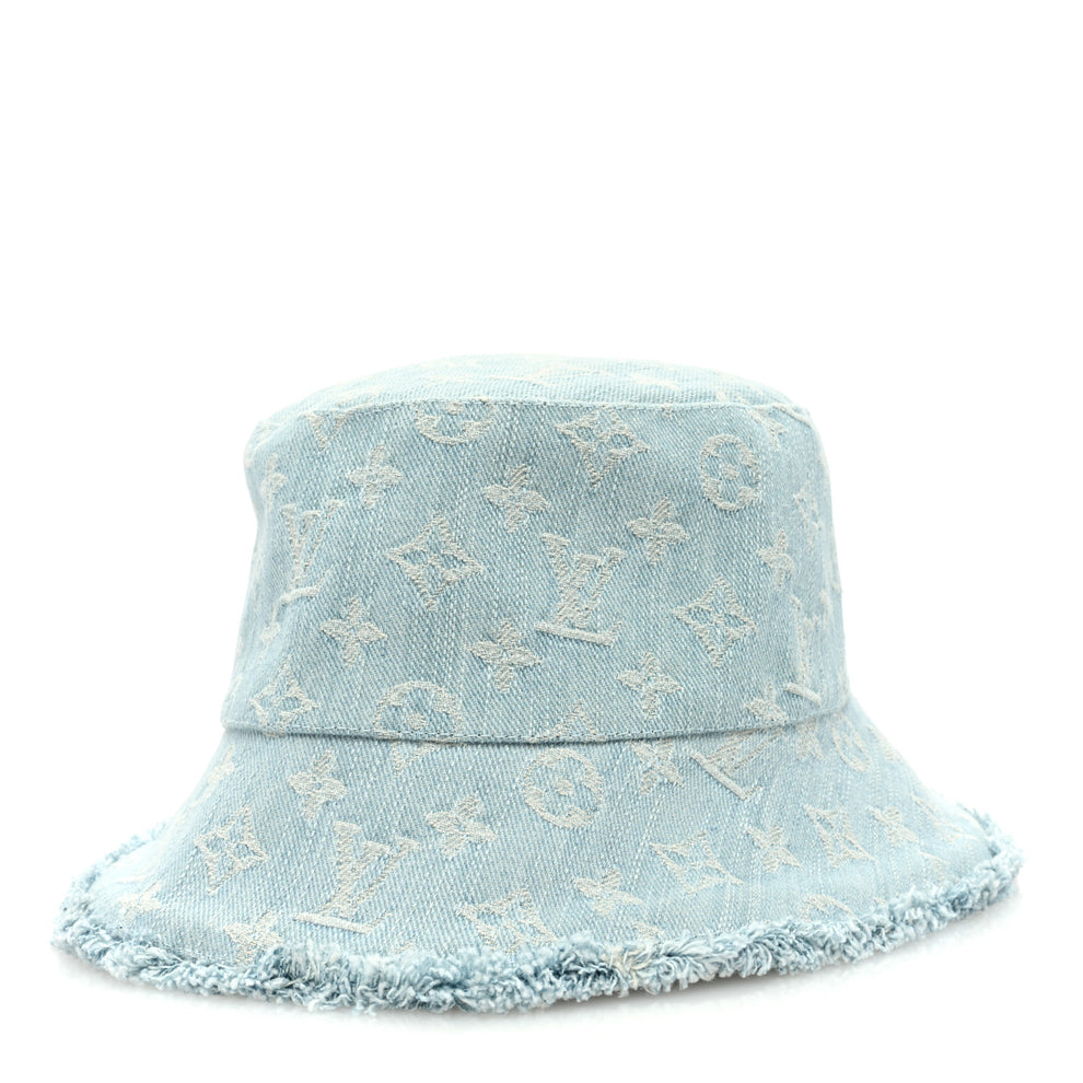 Louis Vuitton Monogram Denim Fringe Bucket Hat Blue 1783287 – FASHIONPHILE