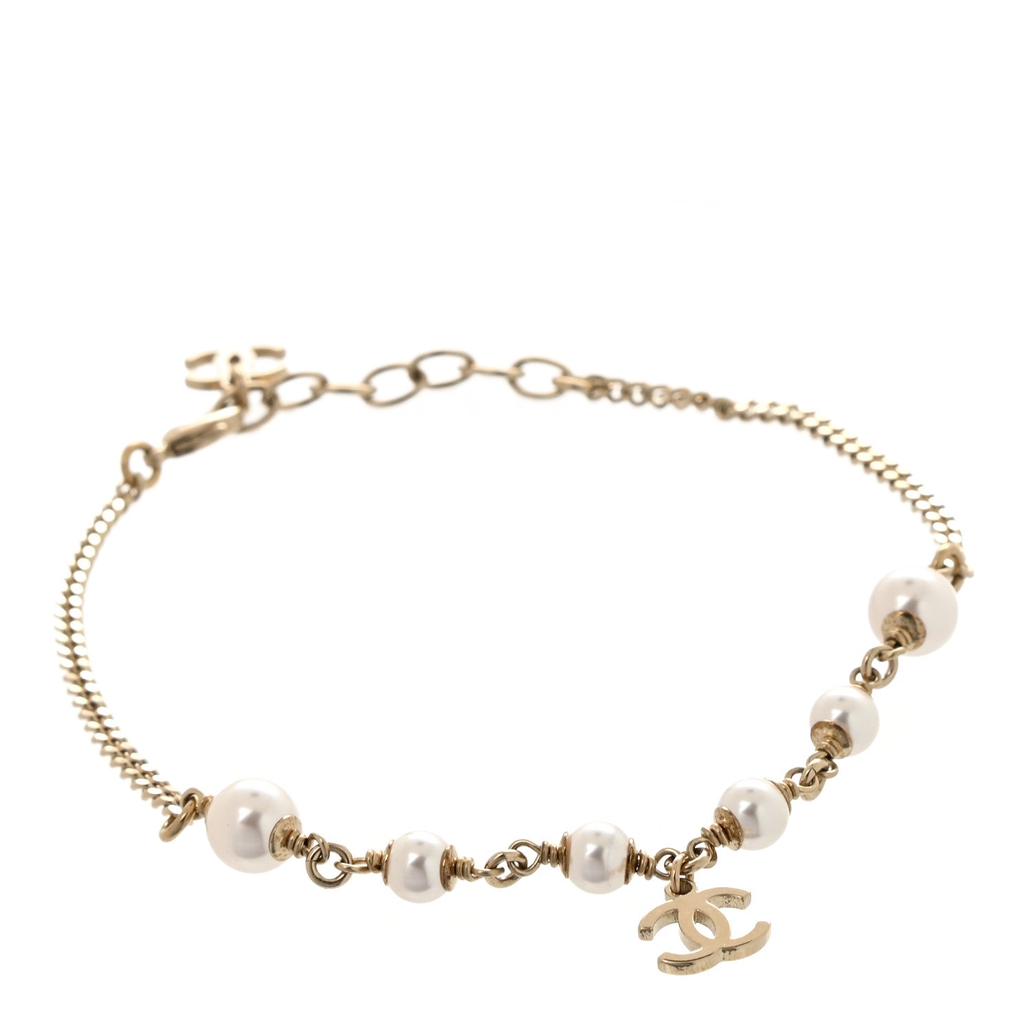 Chanel Pearl CC Chain Anklet Gold Pearly White 1154770 – FASHIONPHILE