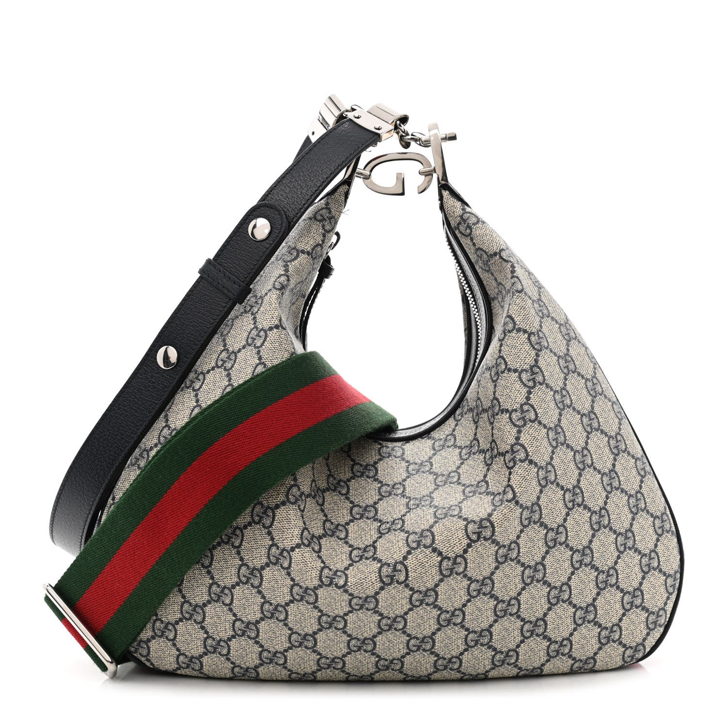 Gucci GG Supreme Monogram Textured Calfskin Web Large Attache Shoulder ...