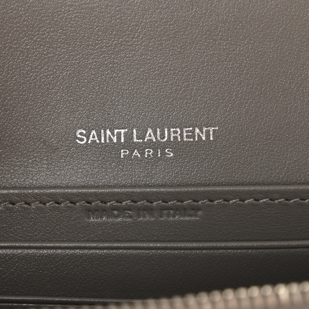Saint Laurent Calfskin Crocodile Embossed Monogram Sunset Chain Wallet ...
