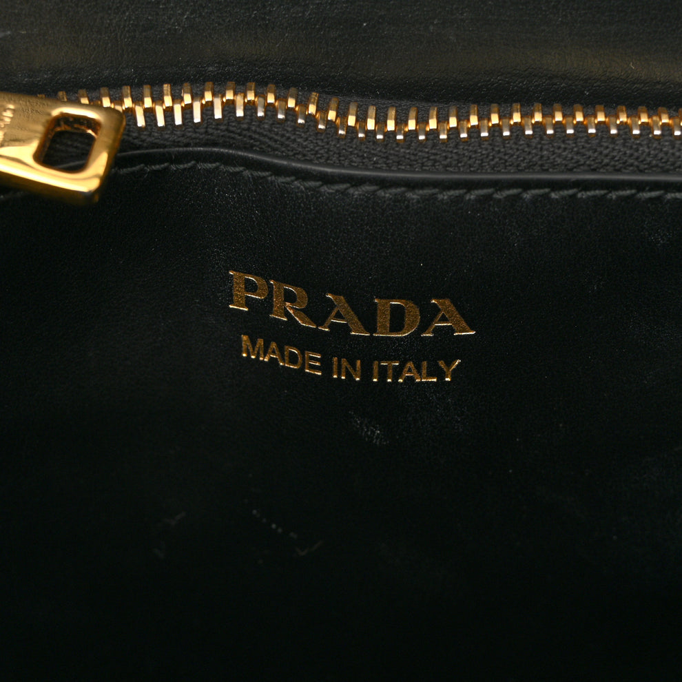 Prada Saffiano Cuir Calfskin Small Monochrome Top Handle Tote Black ...