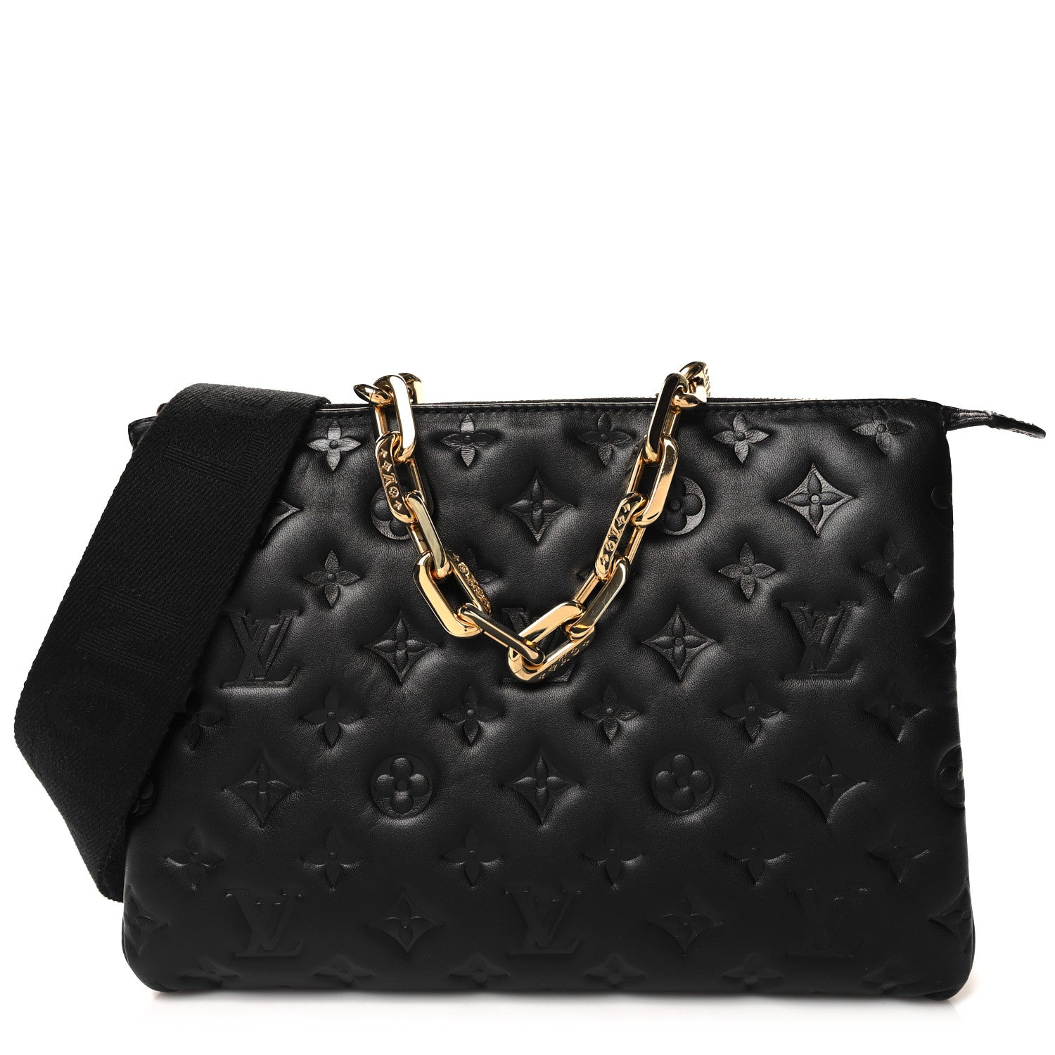 Louis Vuitton Lambskin Embossed Monogram Coussin PM Black 1525794 ...