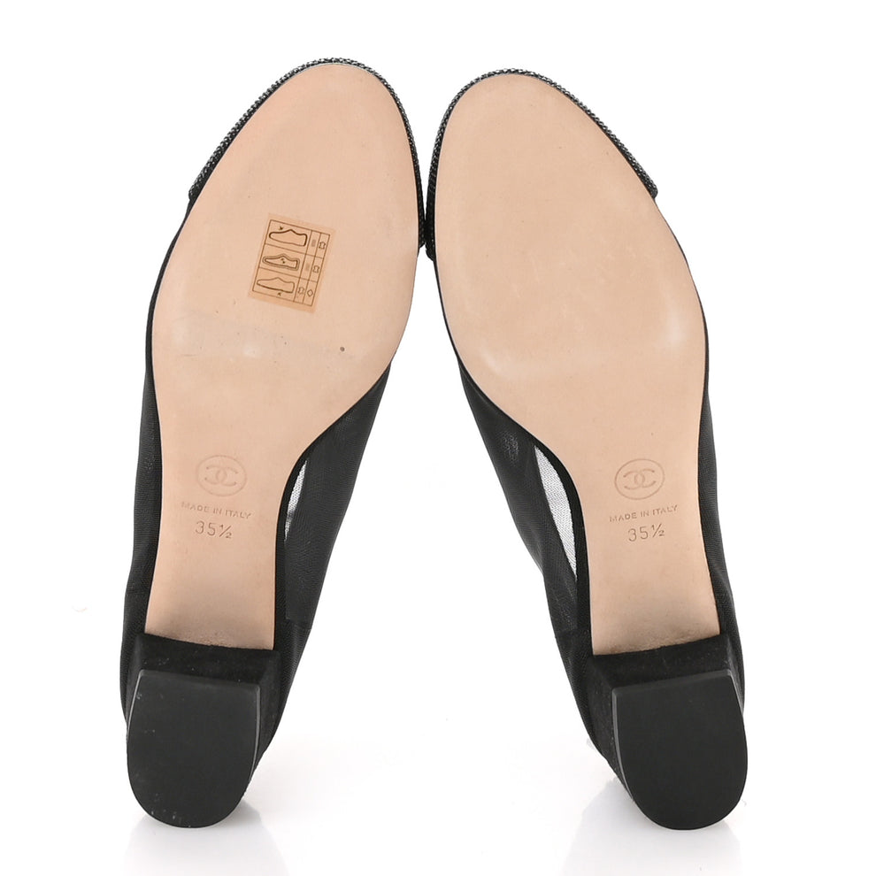 Chanel Mesh Suede Cap Toe Embellished Short Boots 35.5 Black 1788392 ...