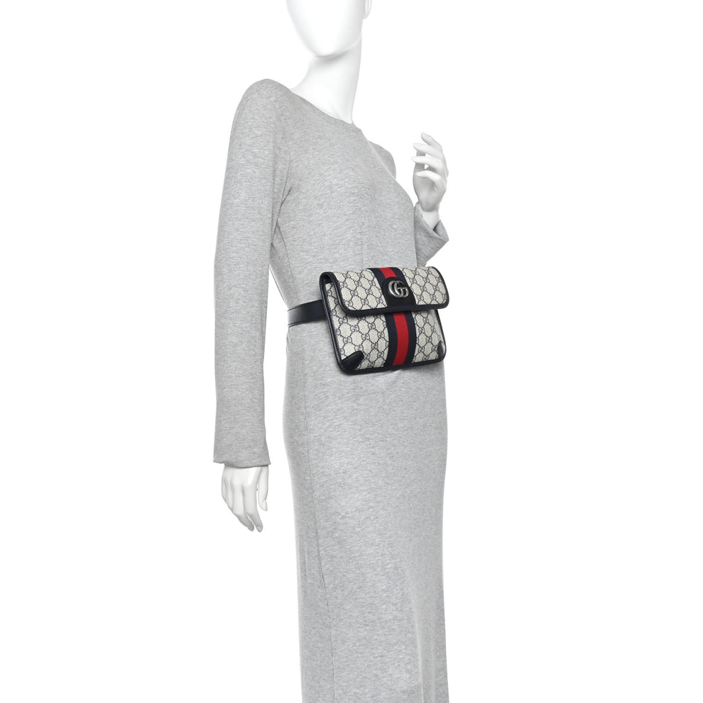 Gucci GG Supreme Monogram Web Small Ophidia Belt Bag 90 36 Beige Navy ...