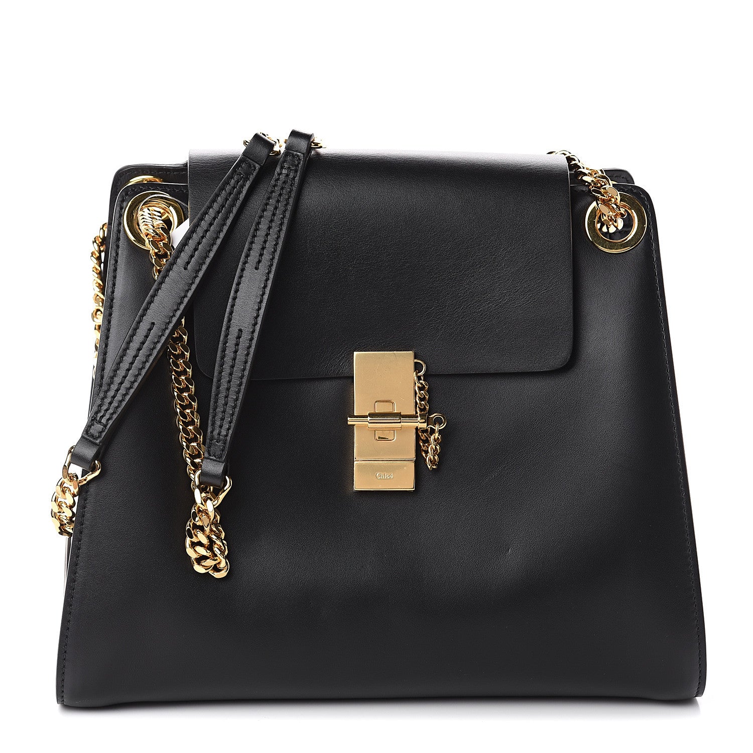 Chloe Shiny Calfskin Medium Annie Shoulder Bag Black 565076 – FASHIONPHILE