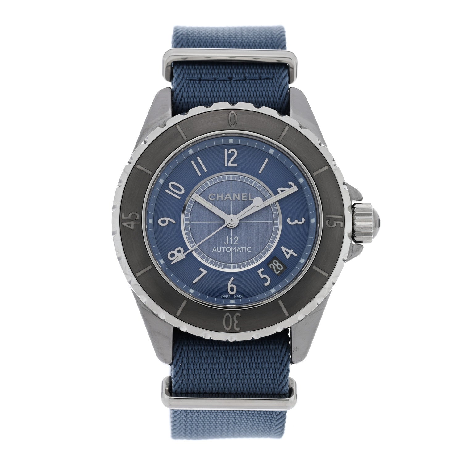 Chanel Titanium Ceramic Nylon 38mm J12 Automatic Watch Blue 1632736 ...