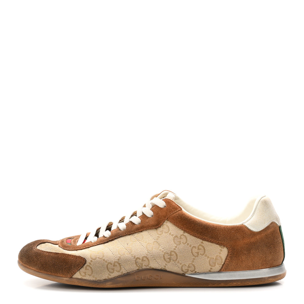 Gucci GG Monogram Suede Web Mens Shift Sneakers 10.5 Beige Brown ...