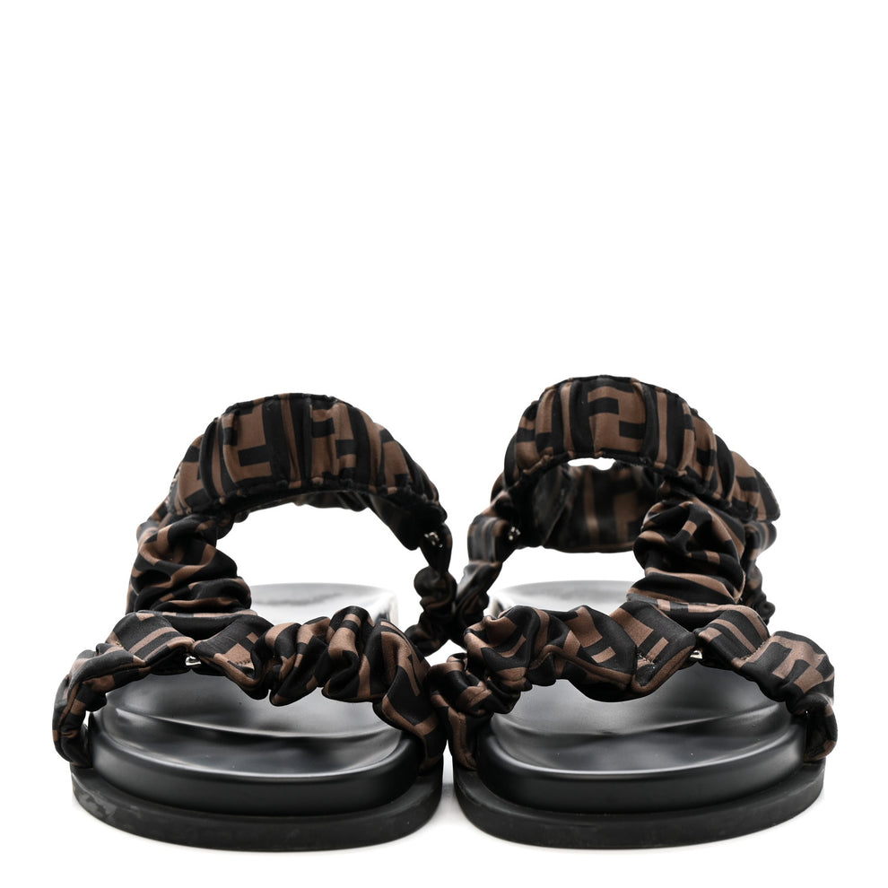 Fendi Satin FF Ruched Sandals 38 Tobacco Black 1803797 – FASHIONPHILE